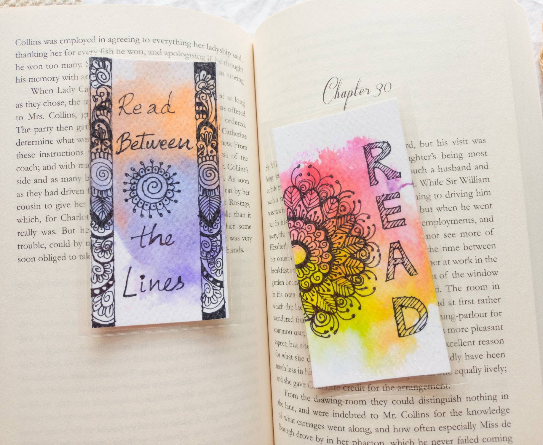 Hand-drawn Bookmarks Bookmarks Handmade Mandala set of Four - Etsy