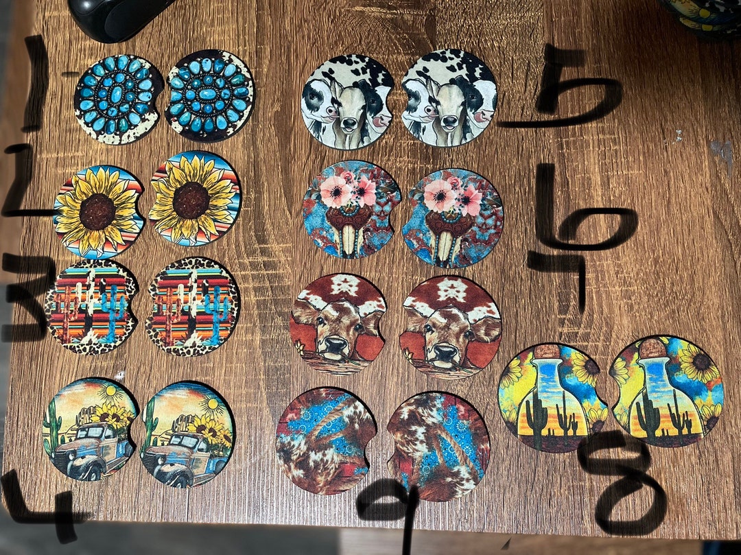 Western Style Car Coasters| Stocking Stuffers | Gifts for Christmas ...