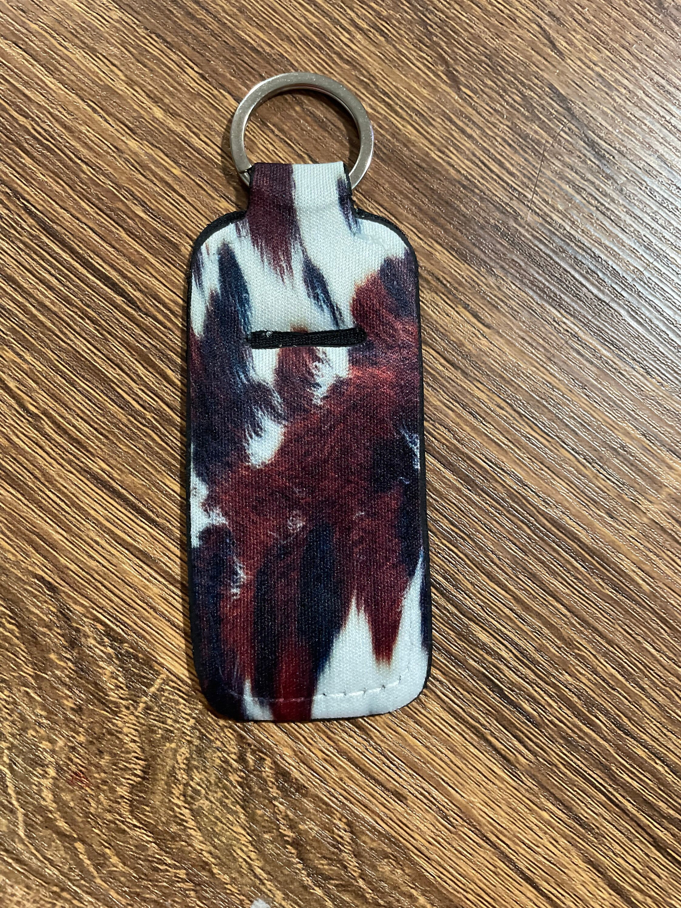 Chapstick Holder Keychains|faux Cow Hide Chapstick Holders| Cow Print ...