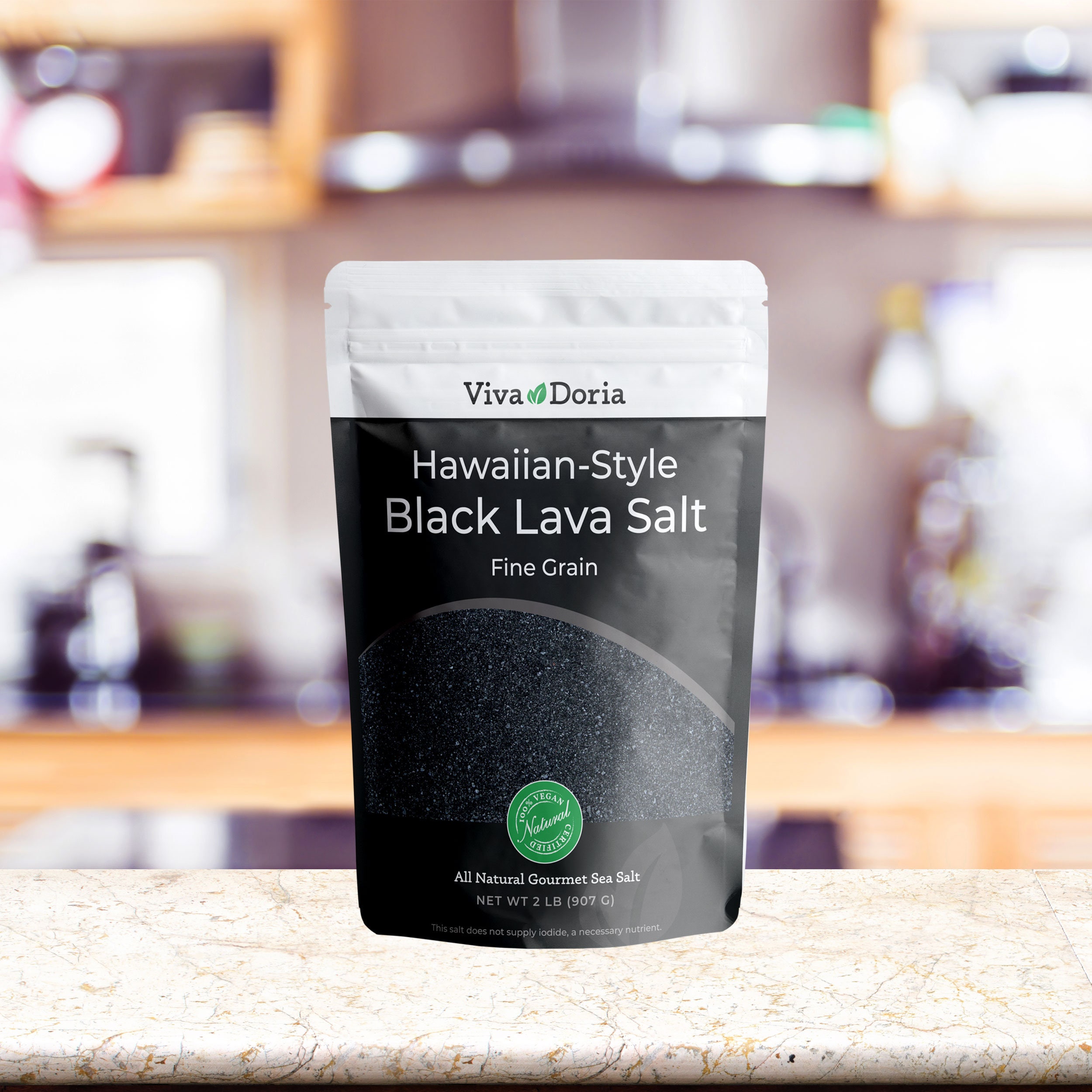 Viva Doria Hawaiian Black Lava Sea Salt, Fine Grain, Lava Salt, 2 Lb ...