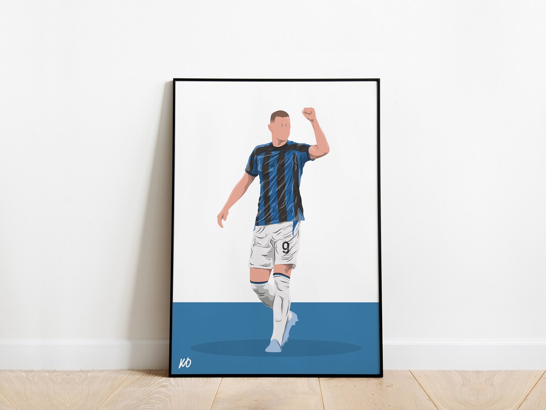 Edin Dzeko Inter Milan Icon Football Poster Print A3 / A4 / A5 Wall Art ...