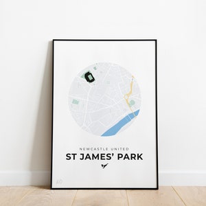 St James Park Newcastle United Football Stadium Map Poster Print A3 ...