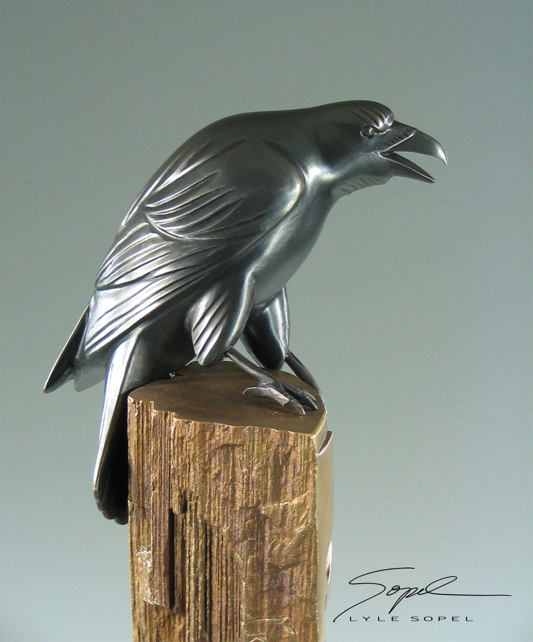 Bronze Raven Totem Sculpture by Lyle Sopel - Etsy