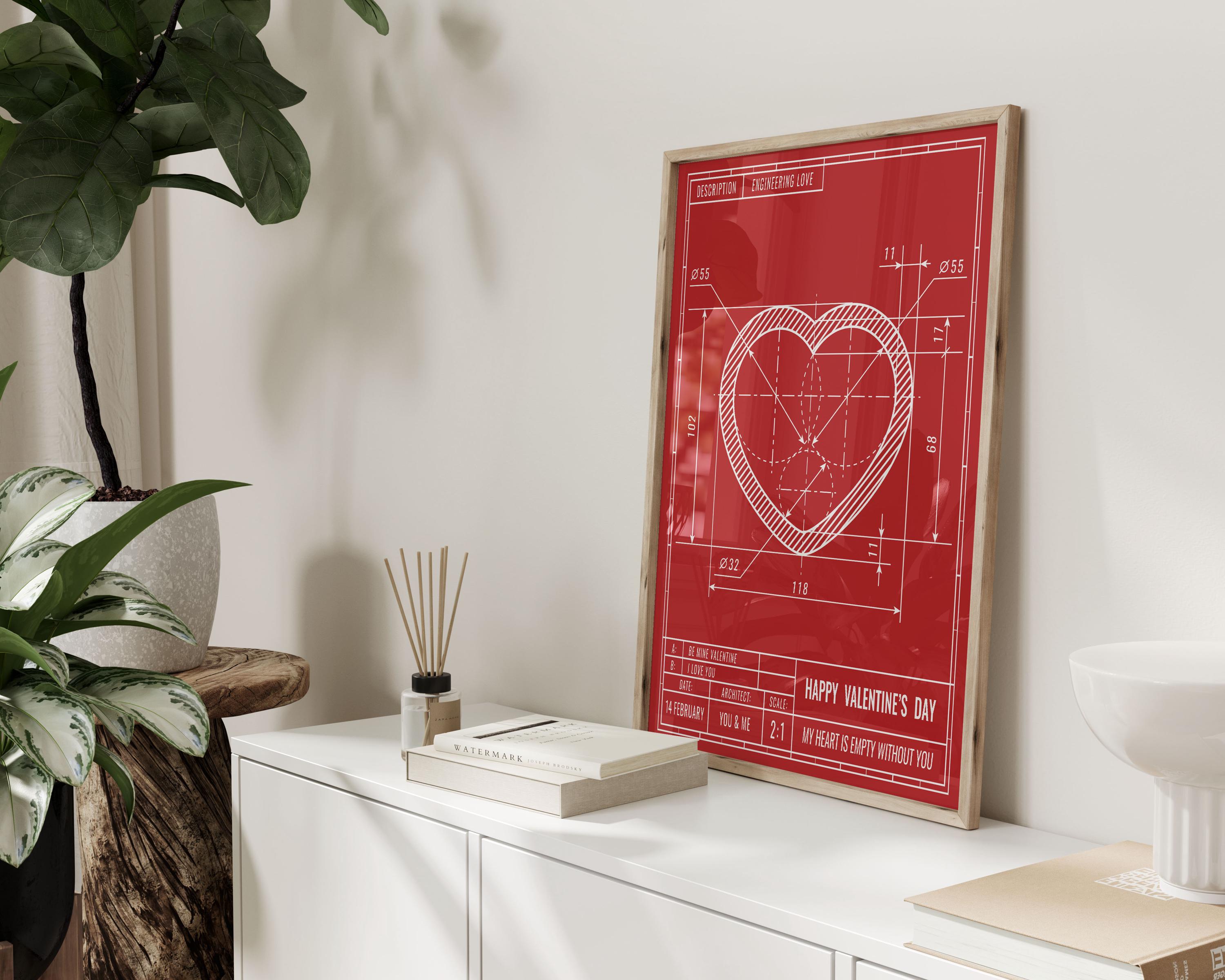 Valentine's Day Love Print | Engineering Love | Retro Romantic Couple's ...