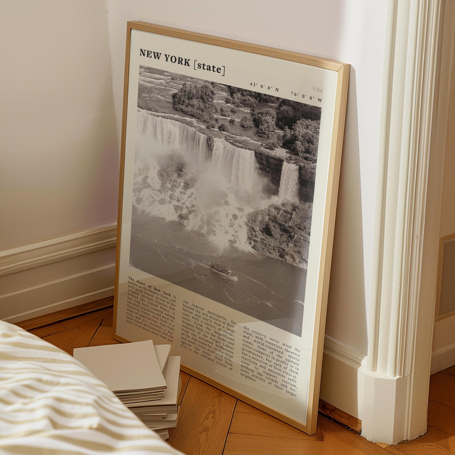 Printable New York State Black & White Poster | Vintage USA Print ...