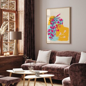 Hand Drawn Meadow Flowers Poster Modern Vibrant Eclectic Wall Art Dorm ...