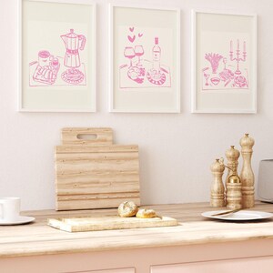 Printable Set of 3 French Breakfast Dinner Supper Posters | Pink Coffee ...