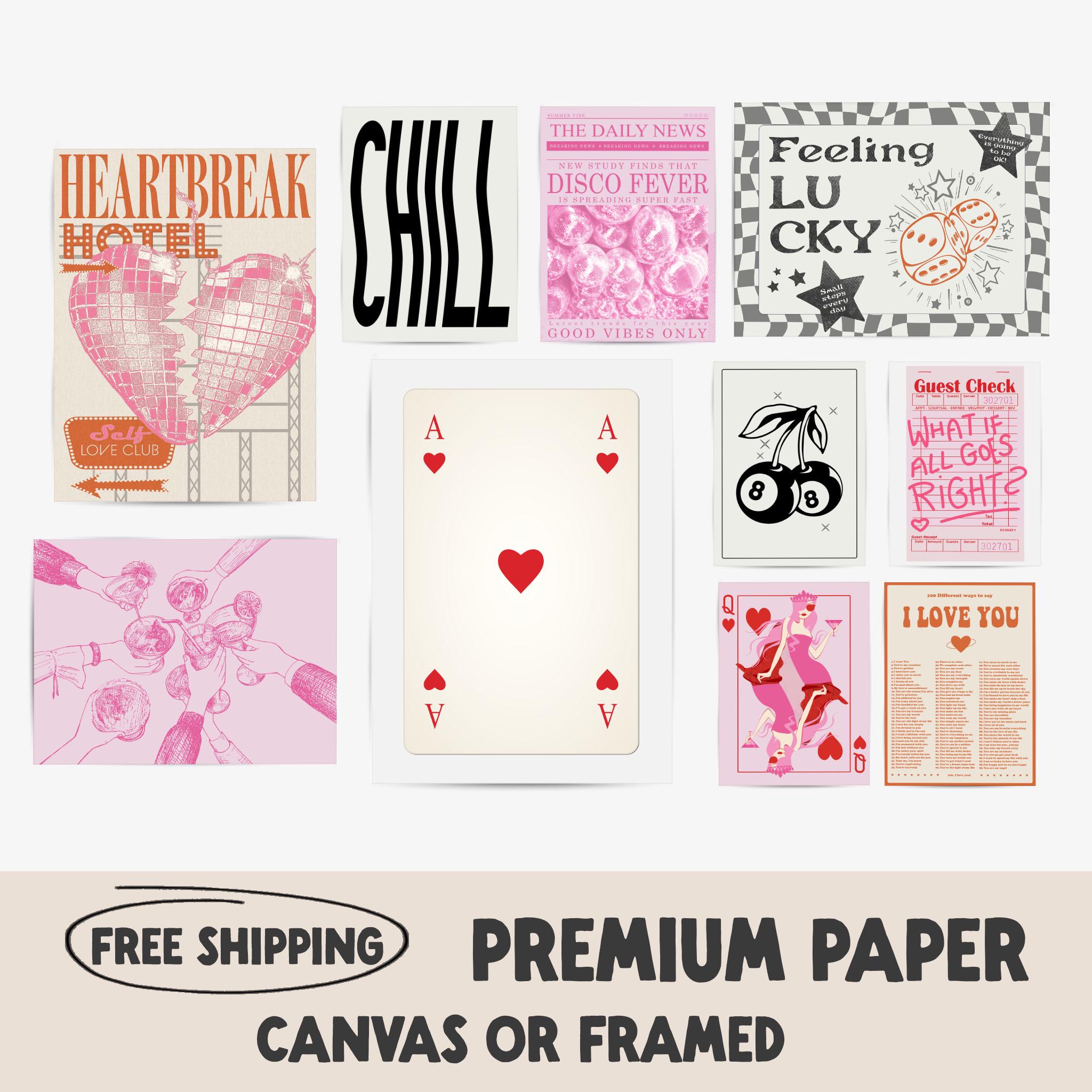 Gallery Set of 10 Preppy Aesthetic Posters | Dorm Red Pink Prints | Ace ...