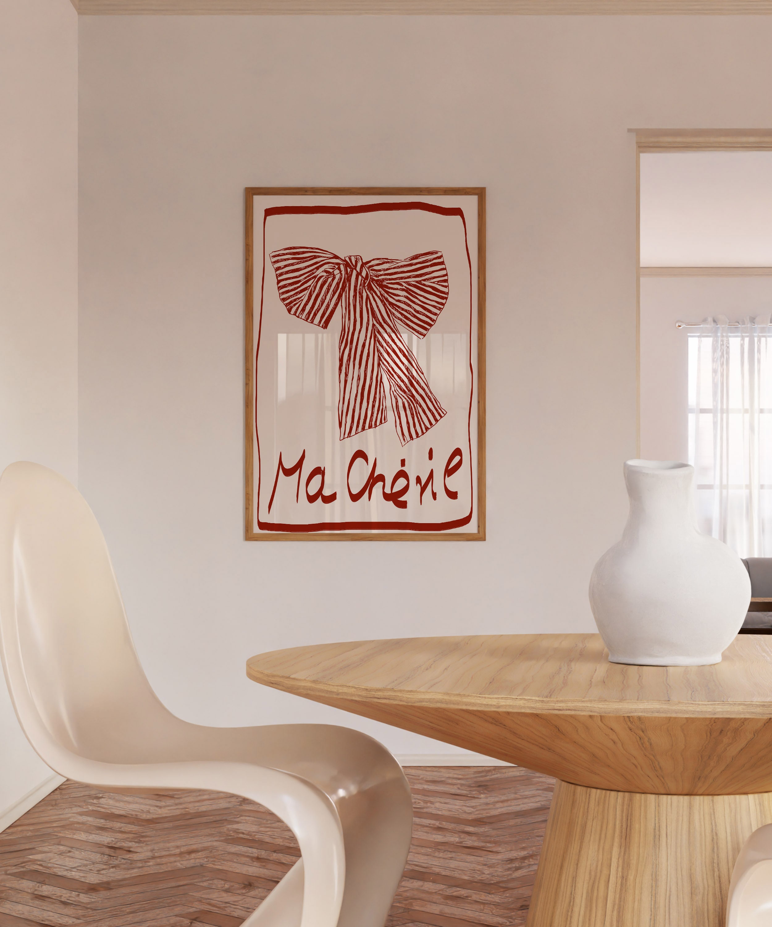 Red Striped Bow Ma Cherie Print | Girly Dorm Decor (digital Download ...