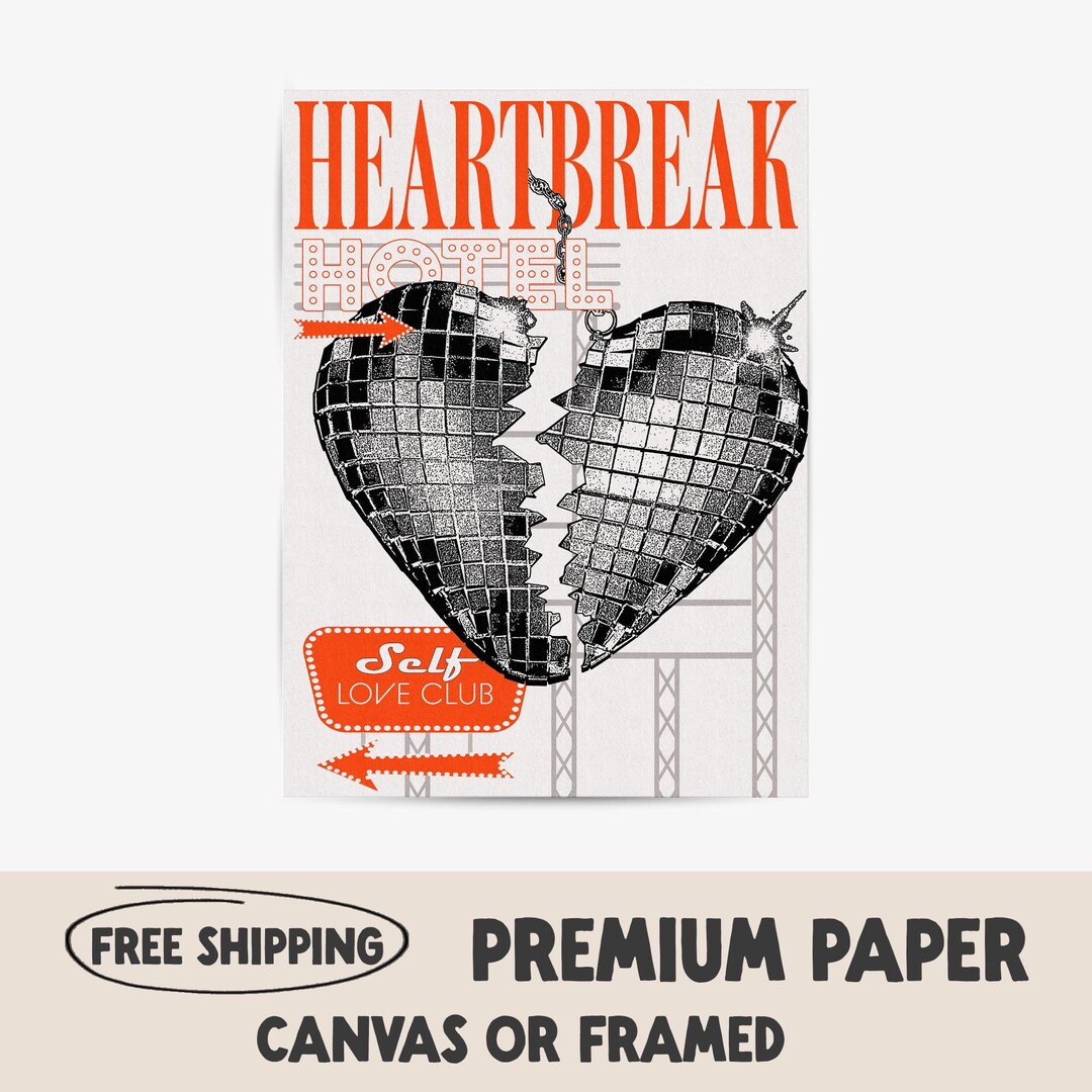 Heartbreak Hotel Poster | Self Love Club Dorm Wall Art - Etsy
