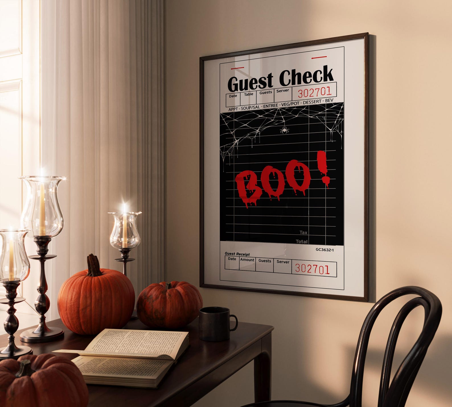 Printable Halloween Guest Check | Boo Decor | Red Black Halloween ...