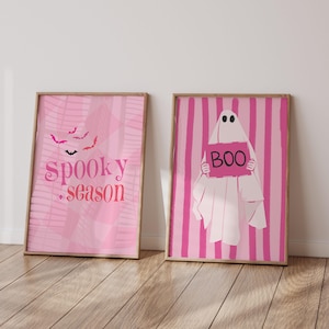 Printable Set of 2 Pink Halloween | Funny Boo Print | Spooky Season ...