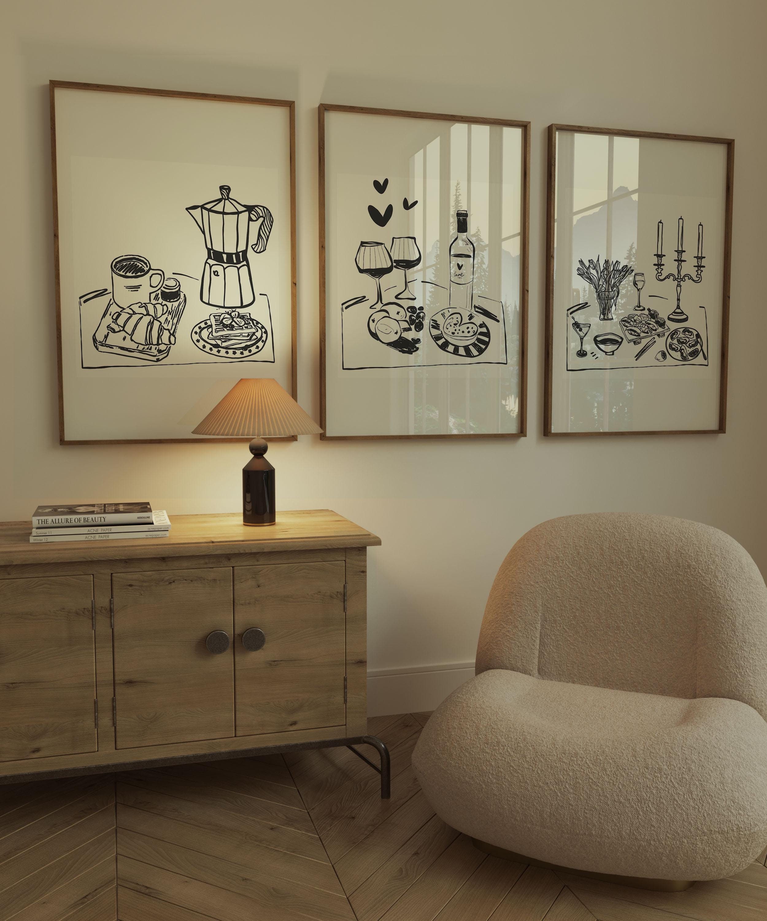 Printable Set of 3 French Breakfast Dinner Supper Posters | Black ...