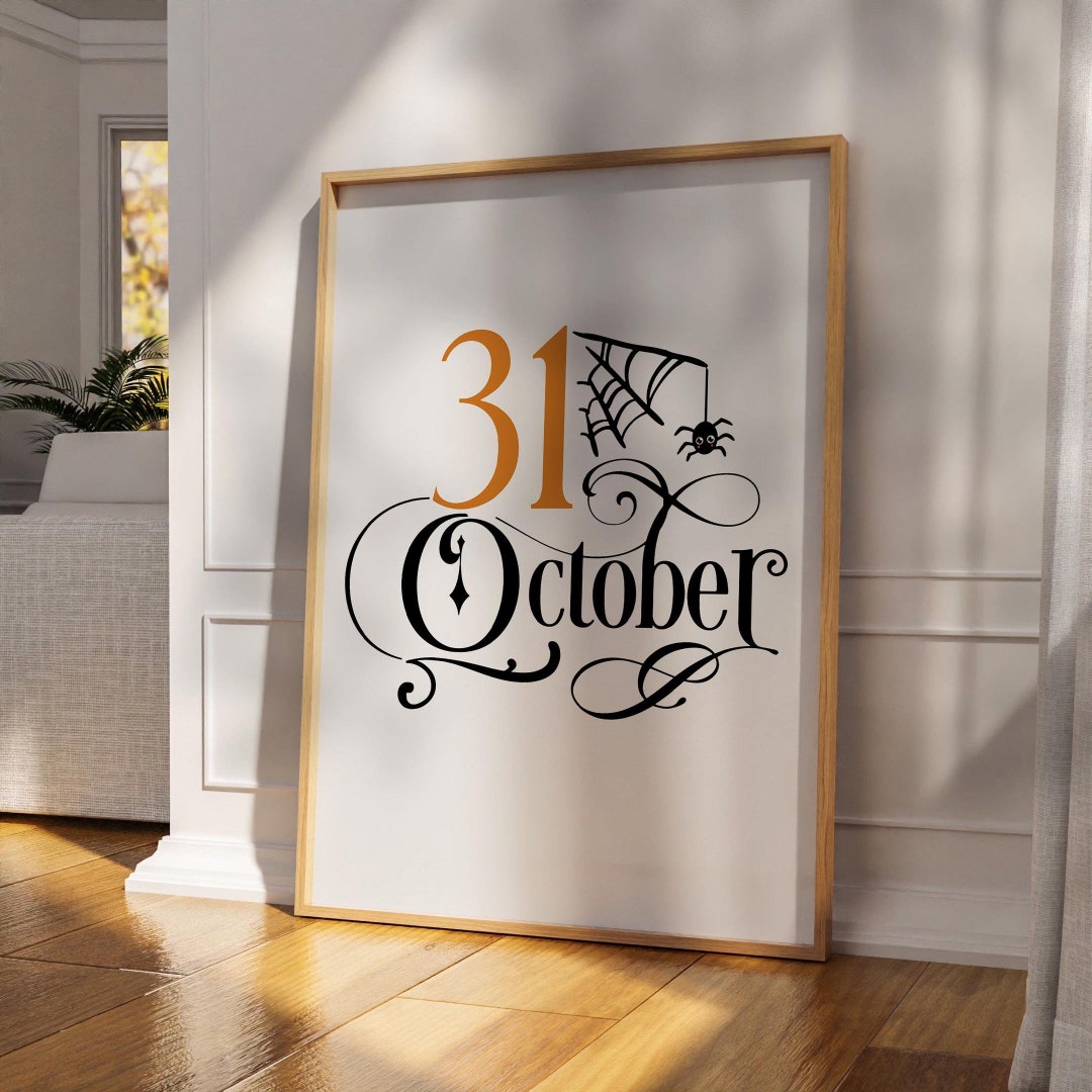 Printable Halloween 31 October | Black White Orange Halloween Print ...