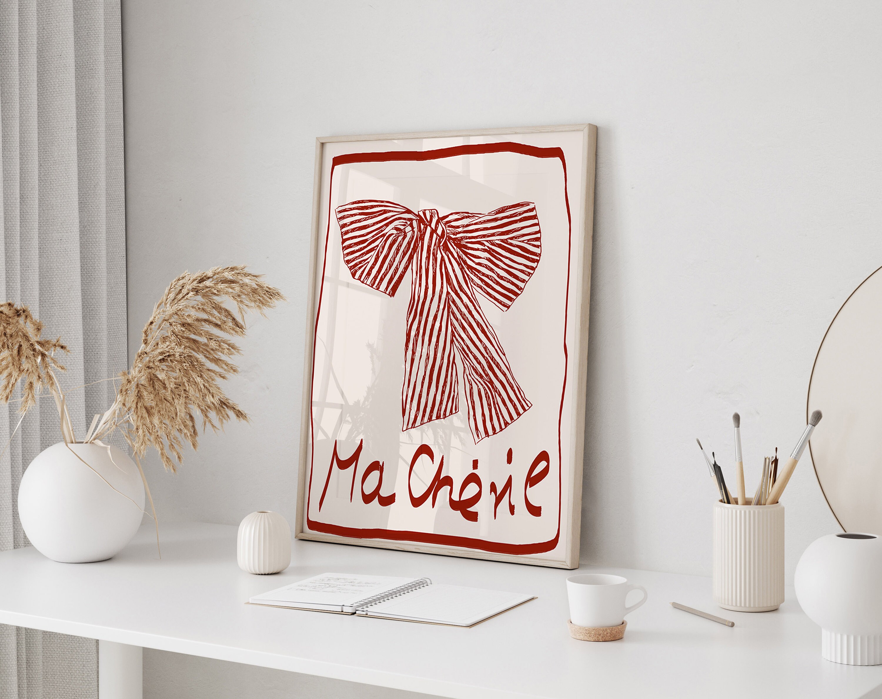 Red Striped Bow Ma Cherie Print | Girly Dorm Decor (digital Download ...