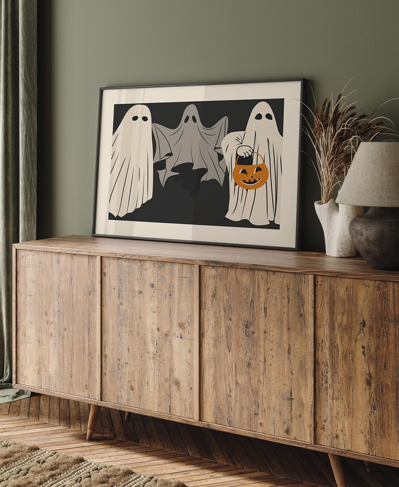 Printable Halloween Ghosts | Horizontal Black White Orange Ghosts ...