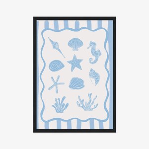 Blue Beach Shells Poster | Summer Vibes Ocean Sea Wall Art | Chill Vibe ...
