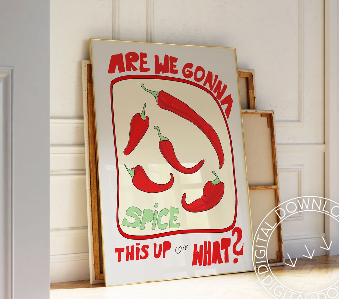 Printable Hot Spicy Paprika Poster | Red Bold and Vibrant Kitchen Print ...