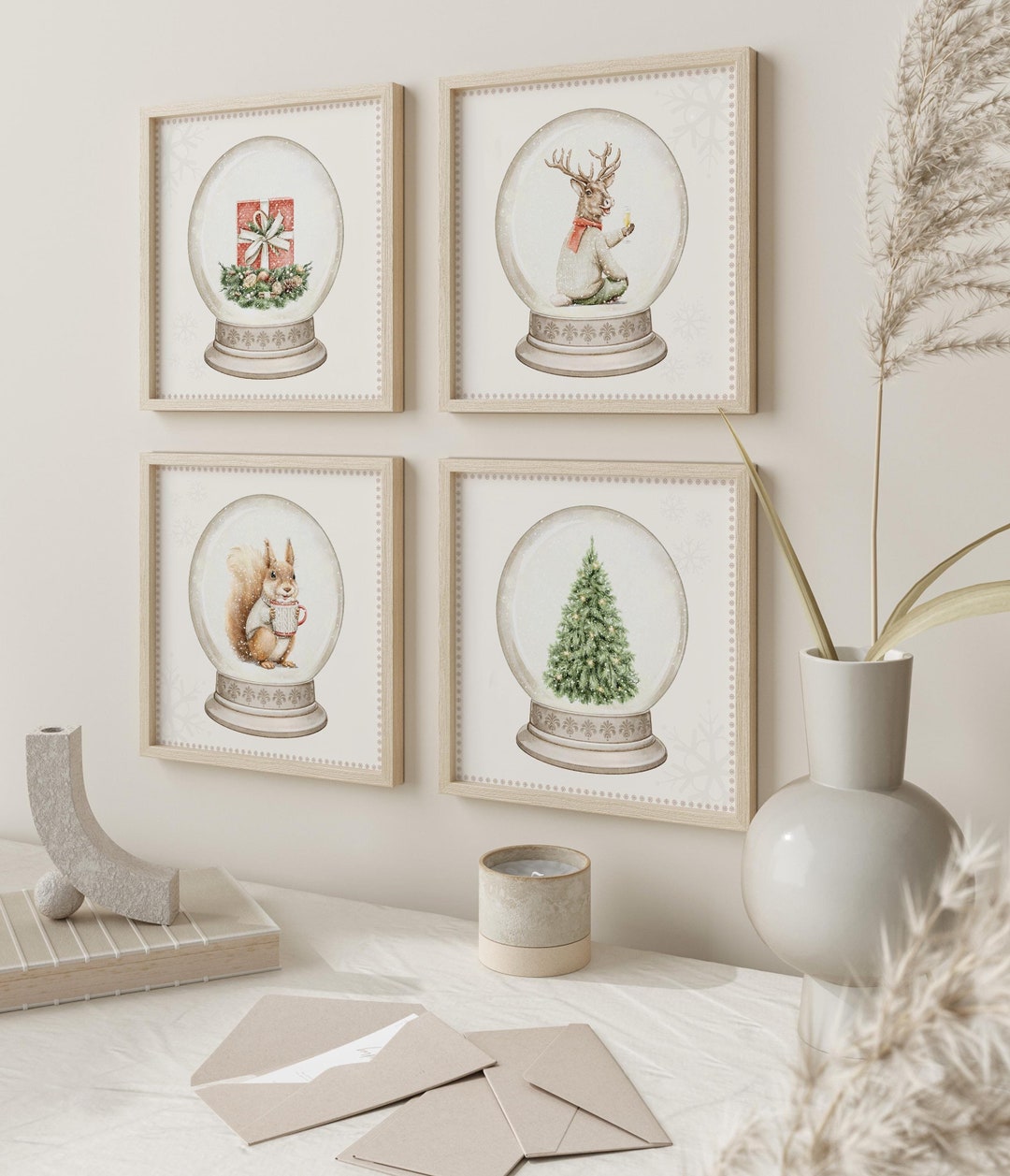 Printable Christmas Set of 4 Square Posters | Merry Christmas Print ...