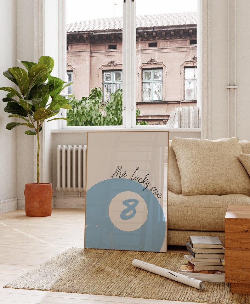 Printable the Lucky One Light Blue Pool Ball 8 Lucky Me Lucky You Decor ...