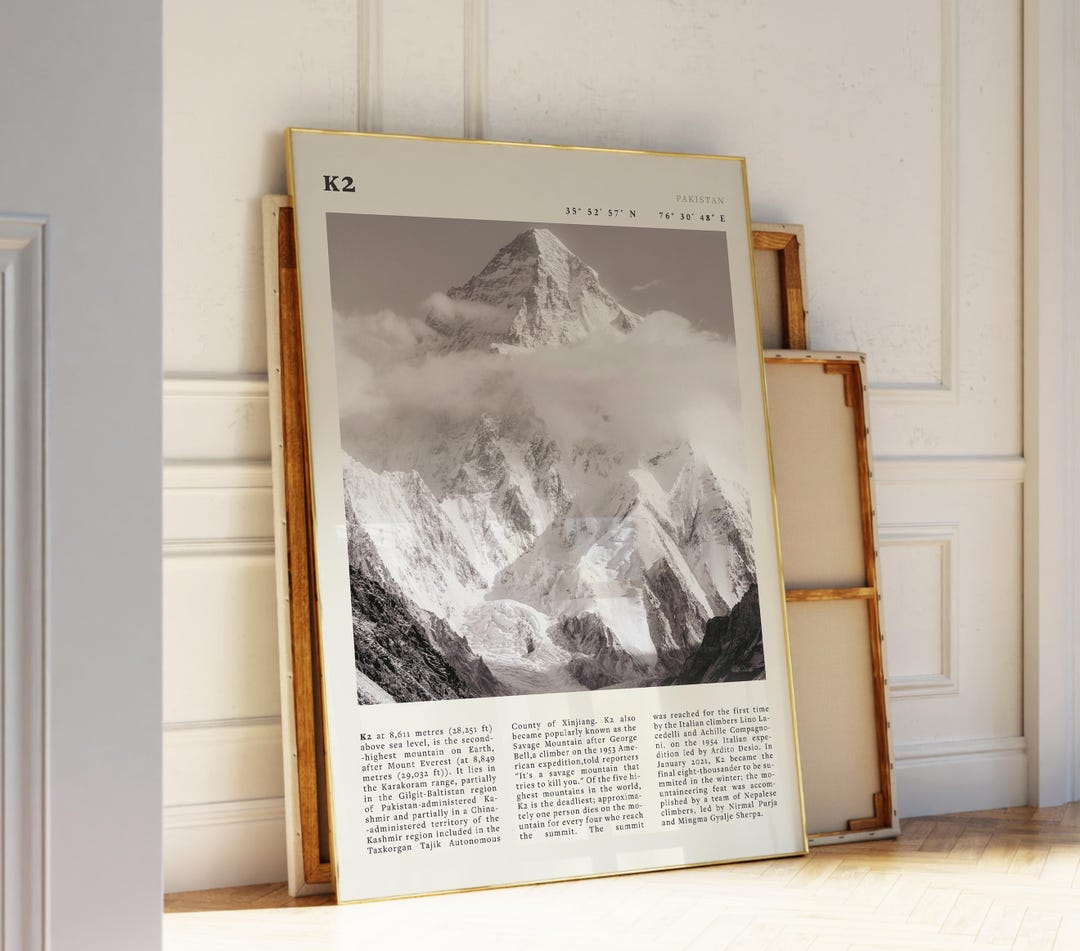 Printable K2 Mountain Print | Karakorum Wall Art | Epic Poster Gift for ...