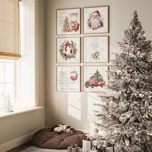 Christmas Poster Set | Festive Santa, Tree, Wreath Art - Etsy