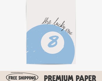 Printable the Lucky One Light Blue Pool Ball 8 Lucky Me Lucky You Decor ...