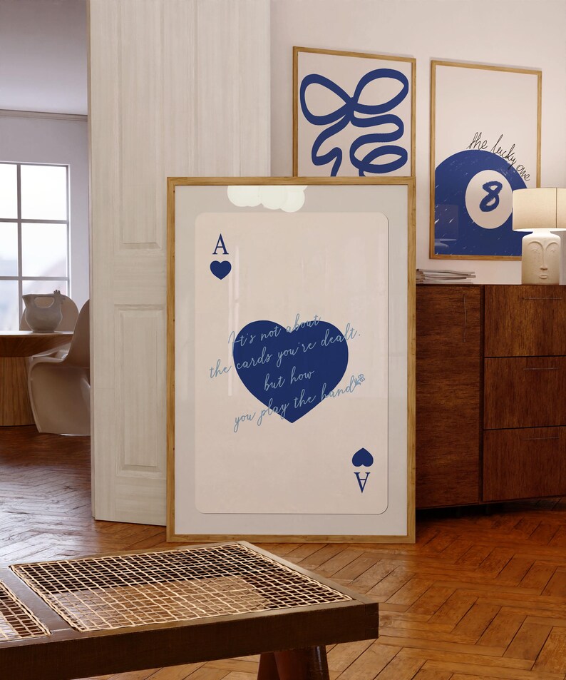 Navy Blue Lucky Print Set | Ace, Bow, 8 Ball (digital Download) - Etsy
