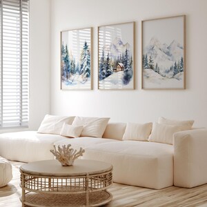 Printable Winter Scenery Gallery Set of 3 | Light Neutral Forest ...