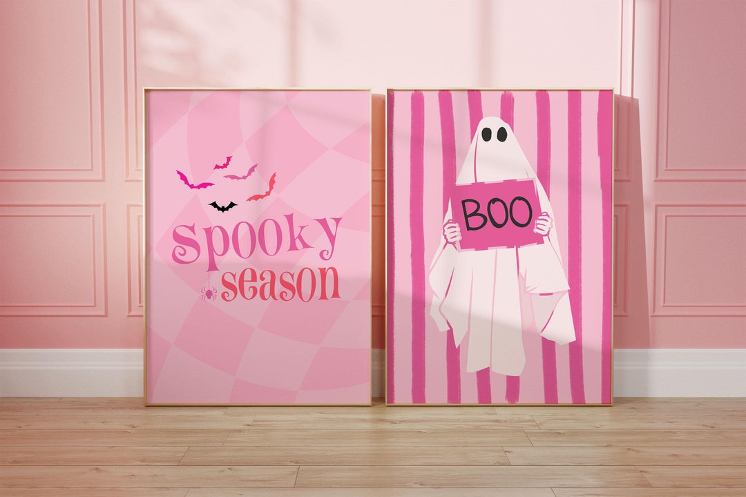 Printable Set of 2 Pink Halloween | Funny Boo Print | Spooky Season ...