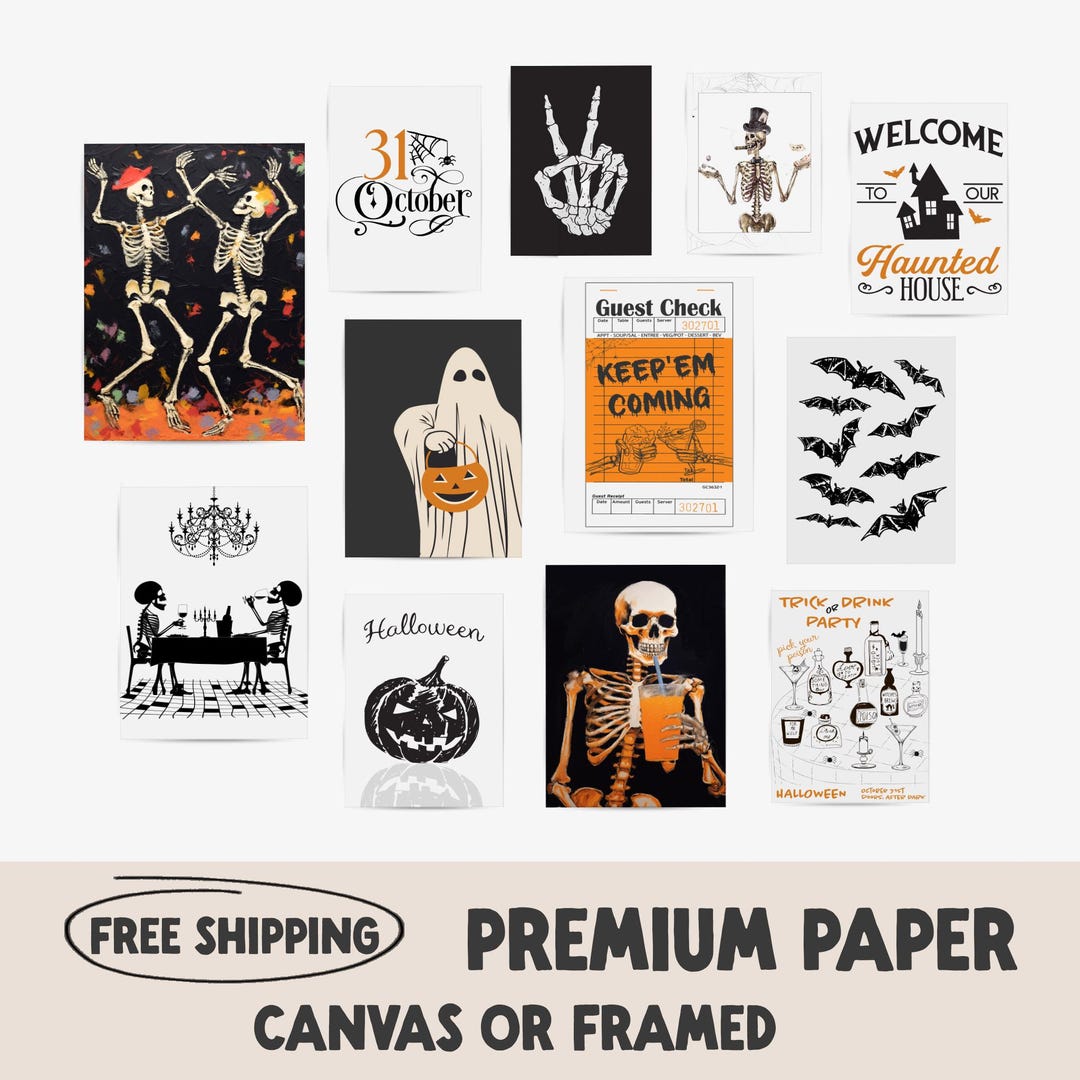 Halloween Art Print Set | Spooky Haunted House Decor - Etsy