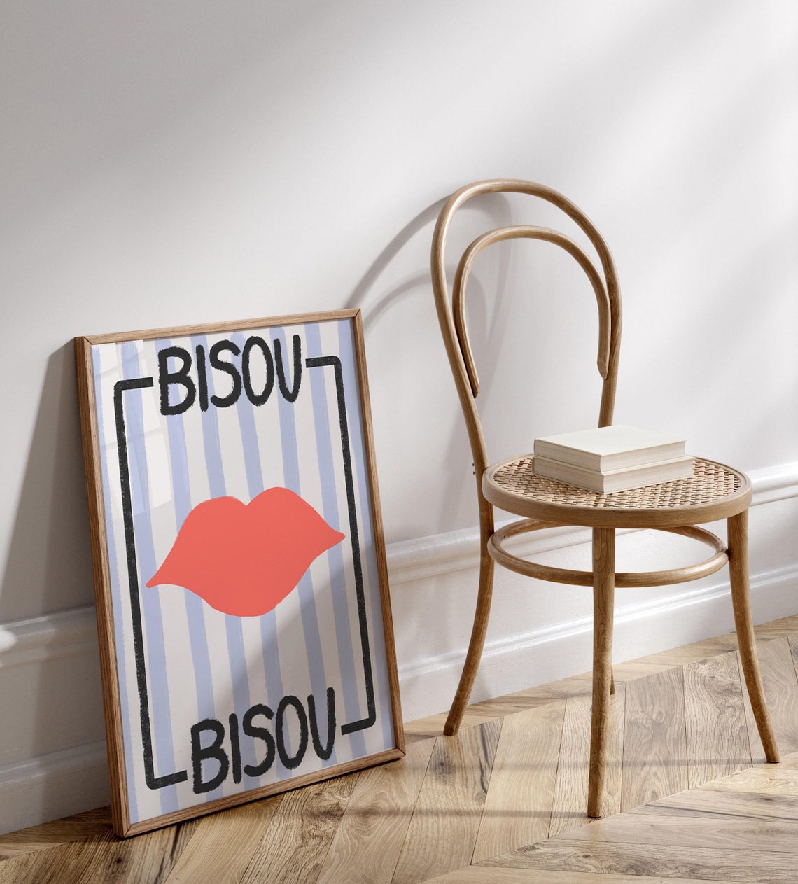 Printable Bisou Bisou Quote French Kisses Poster Romantic Red Lips ...