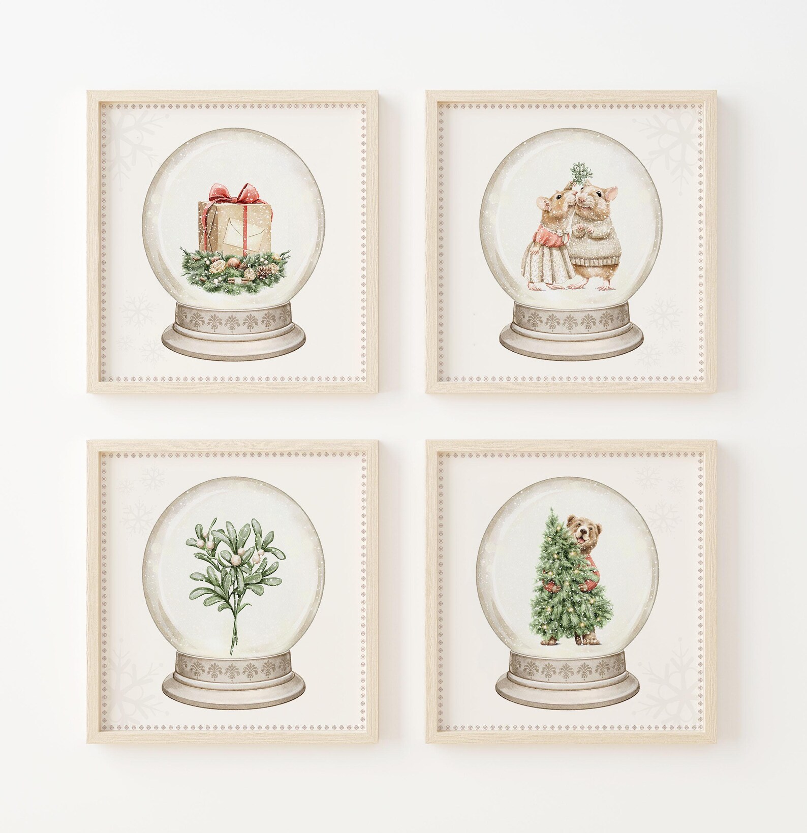 Printable Christmas Set of 4 Square Posters | Merry Christmas Print ...