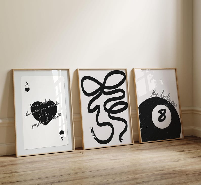 Lucky Ace Card & Bow Posters | Modern Dorm Wall Art (digital Download ...