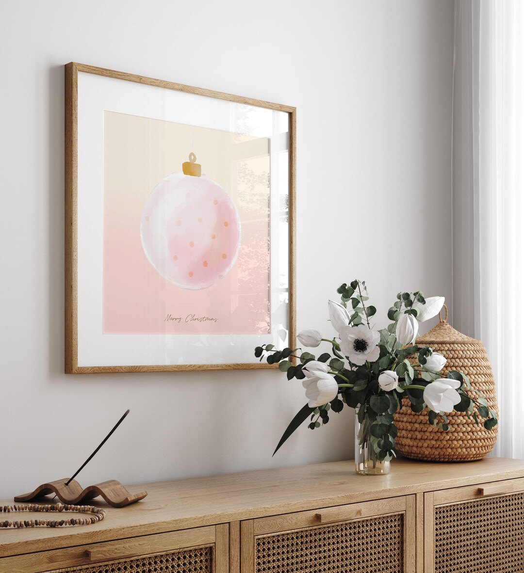 Printable Christmas Square Poster | Merry Christmas Print | Pastel Pink ...