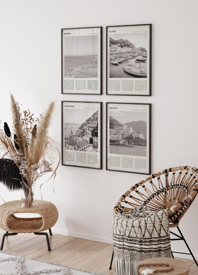 Italy Coastal Print Set: Amalfi, Capri, Rimini, Positano (digital ...