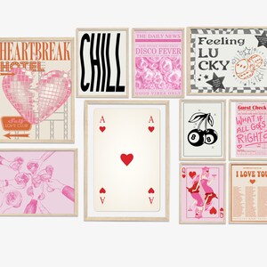Gallery Set of 10 Preppy Aesthetic Posters | Dorm Red Pink Prints | Ace ...