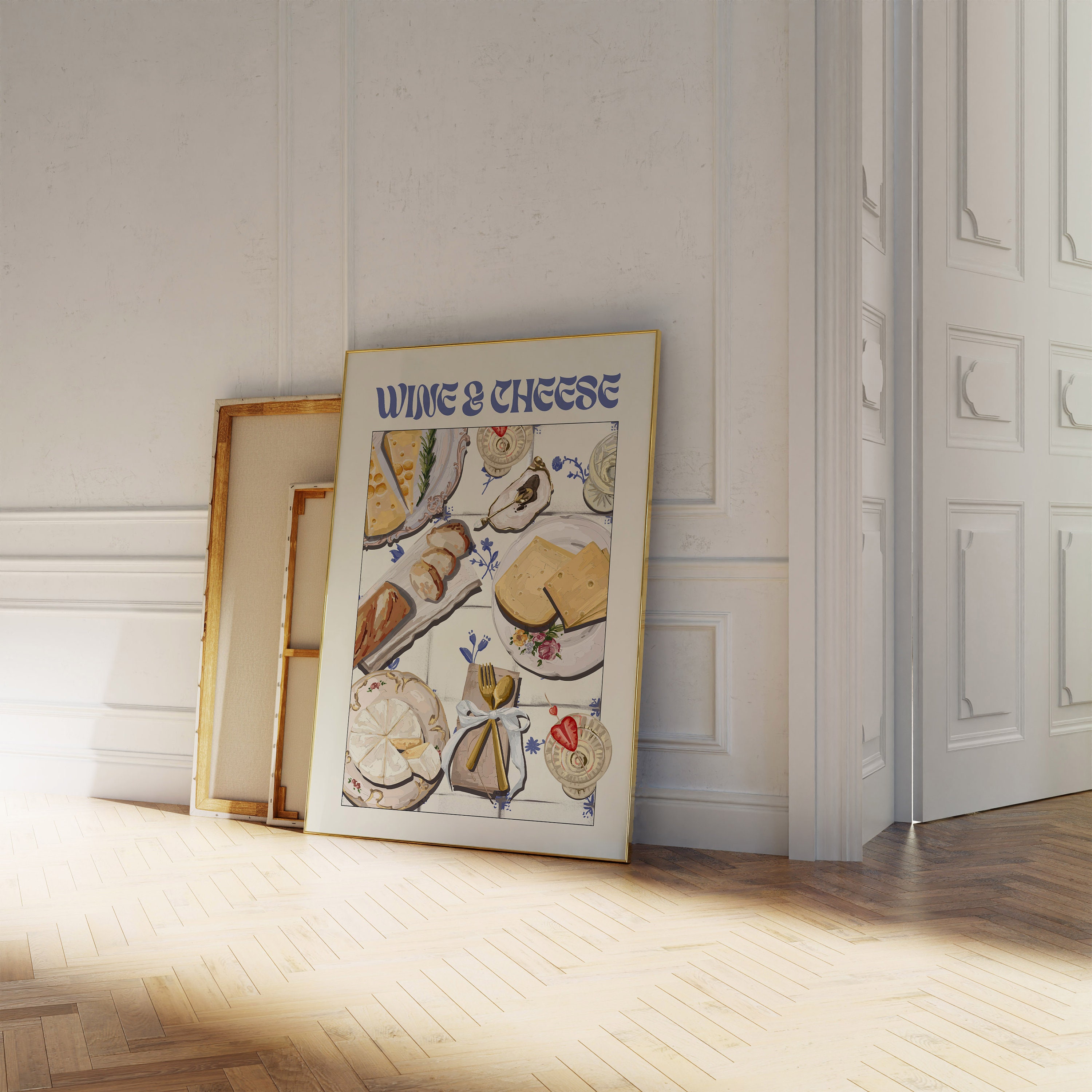 Printable Wine and Cheese Hand Drawn Poster | French Food Kitchen or ...