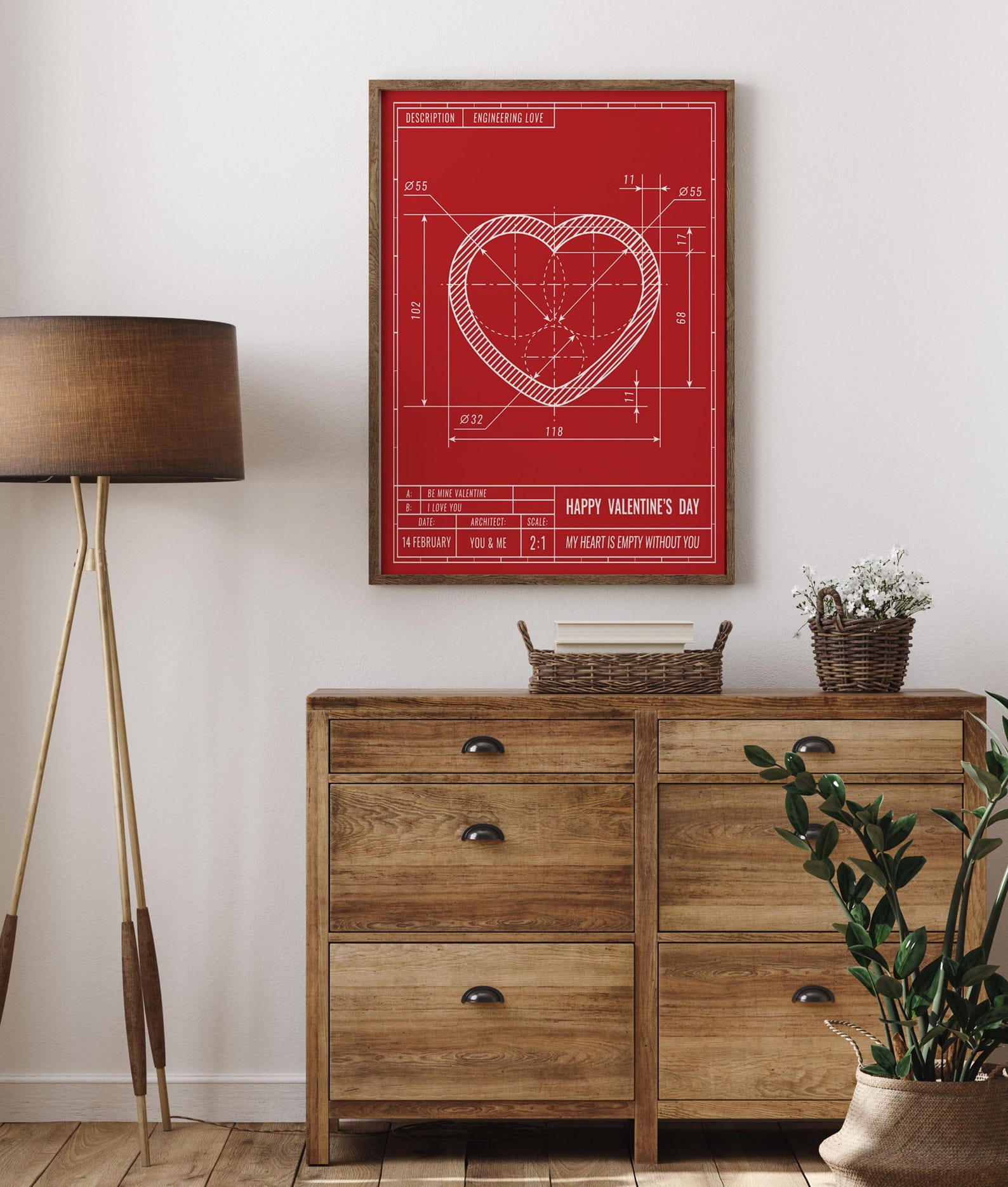 Valentine's Day Love Print | Engineering Love | Retro Romantic Couple's ...