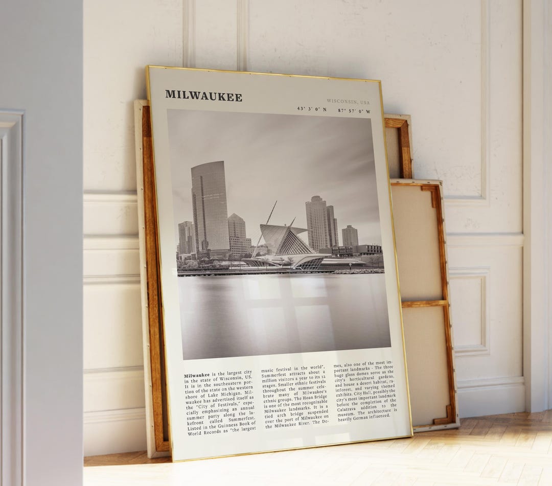 Printable Milwaukee Black & White Poster | Vintage Wisconsin Print ...
