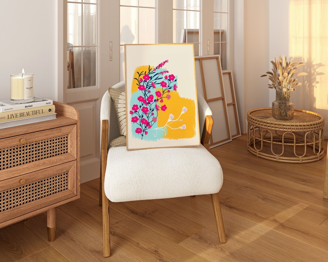 Hand Drawn Meadow Flowers Poster | Modern Vibrant Eclectic Wall Art ...