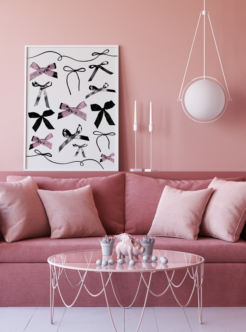 Printable Pink and Black Bows Poster | Lucky Girl Decor | Dorm or ...