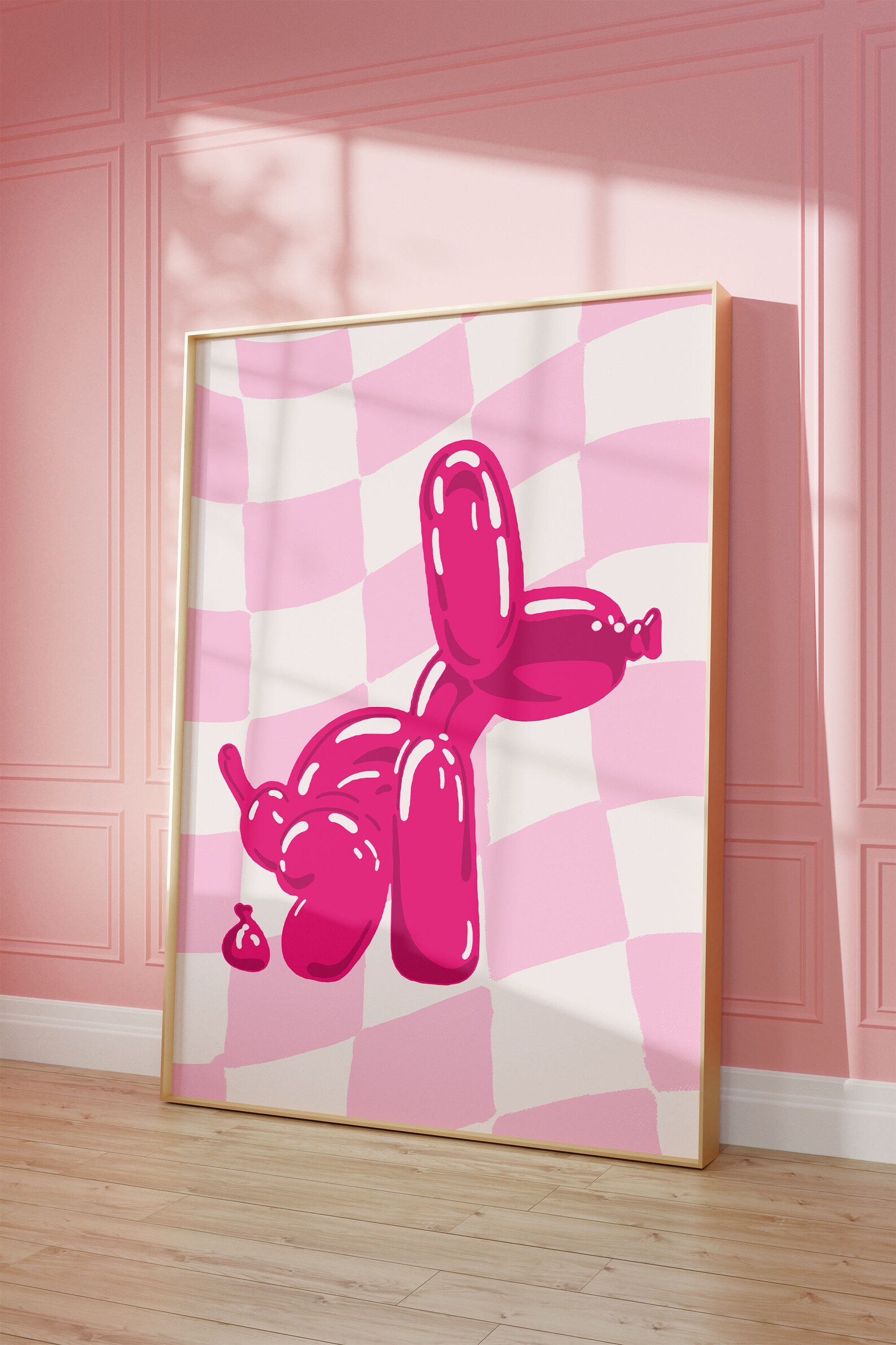 Printable Pink Balloon Dog Poster | Dorm Preppy Eclectic Print | Modern ...