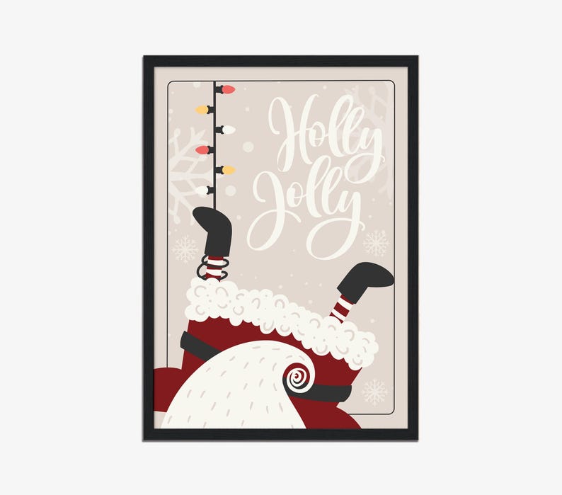 Funny Santa Claus Christmas Poster | Holly Jolly Festive Wall Art - Etsy