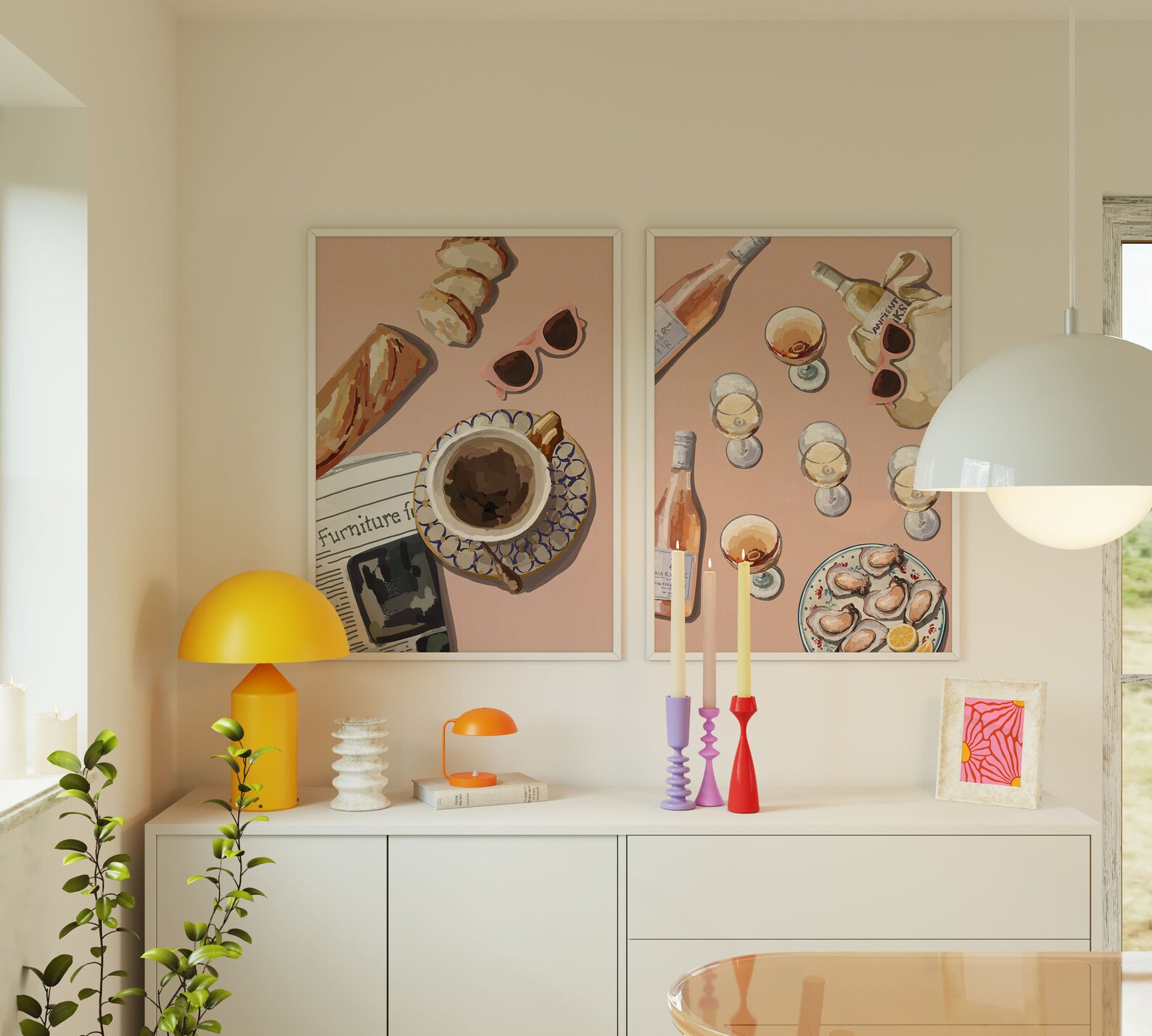 Gallery Set of 6 Hand Drawn Food Prints | French Coffee | Croissant ...