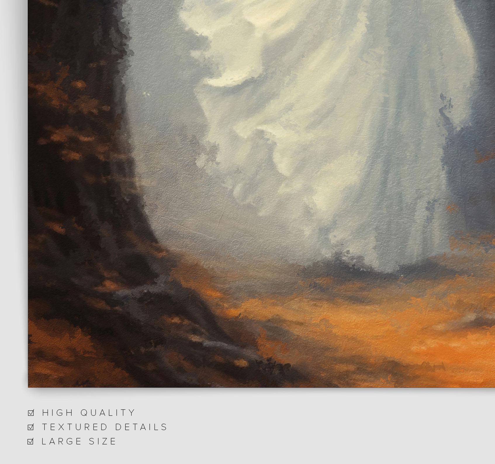 Printable Halloween Ghost in Autumn Scenery | Digital Textured Painting ...