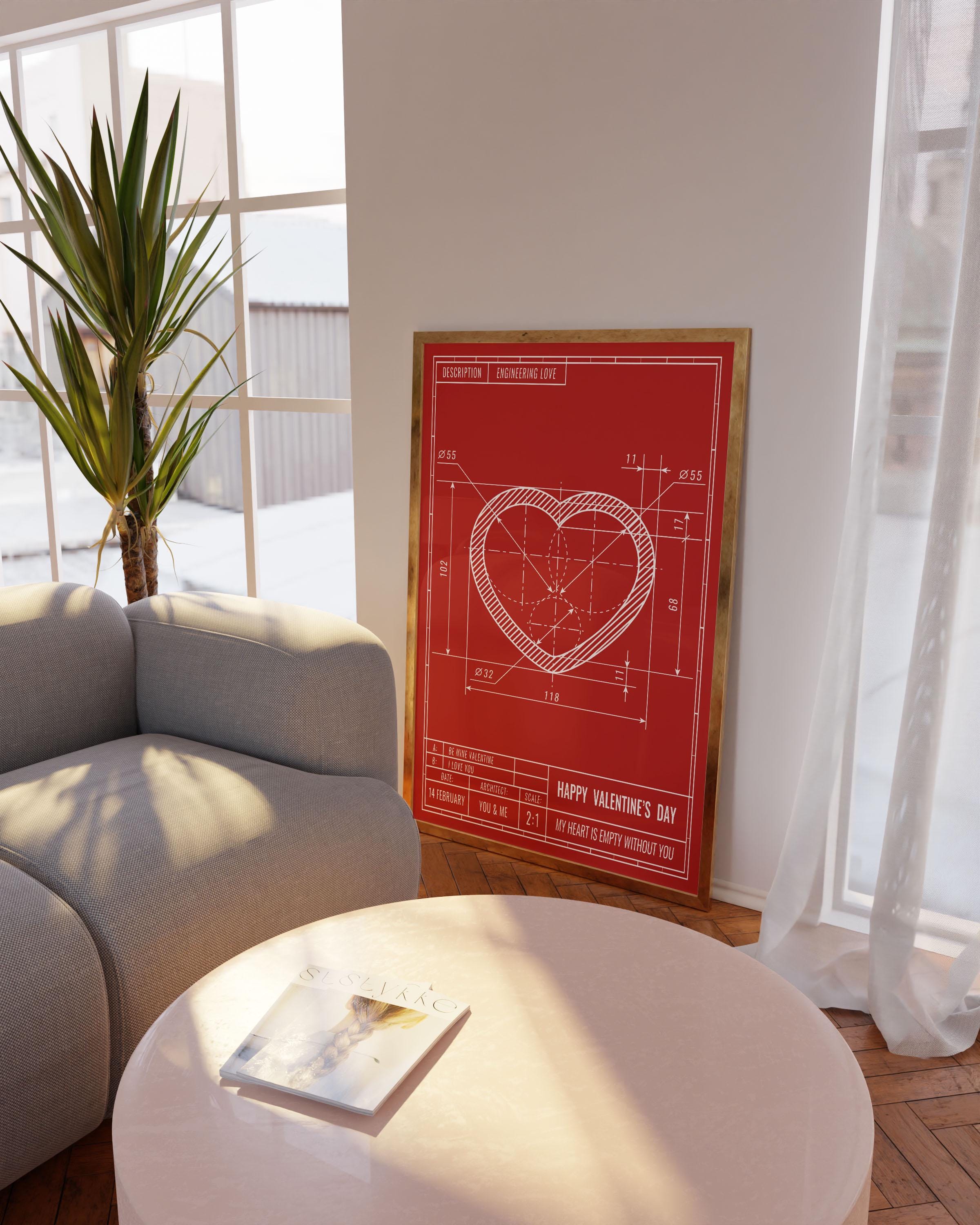 Valentine's Day Love Print | Engineering Love | Retro Romantic Couple's ...