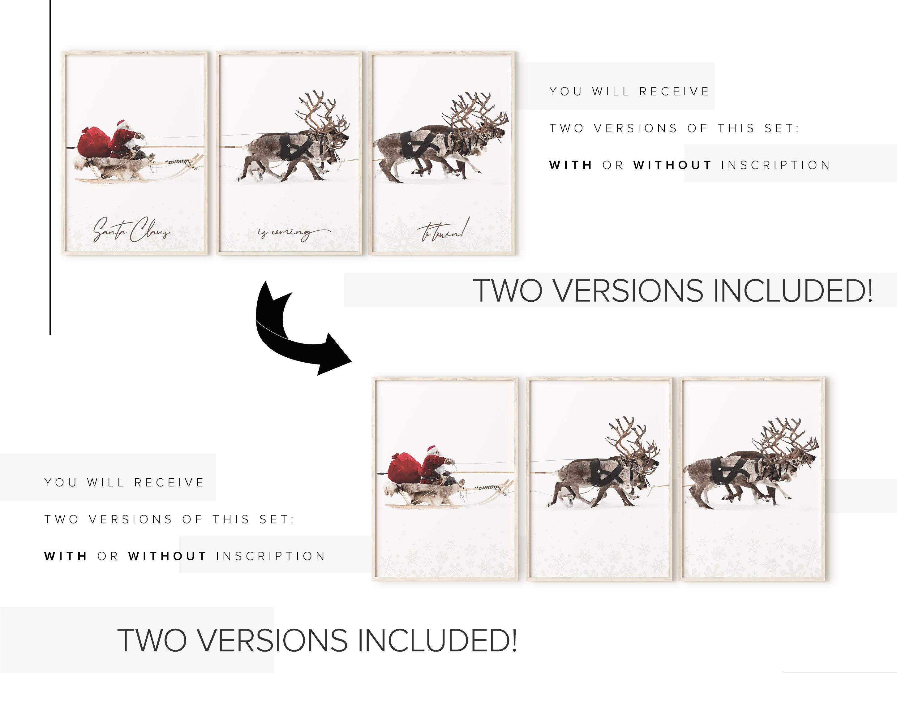 Printable Christmas Set of 3 Posters | Santa Claus With a Sleigh and ...