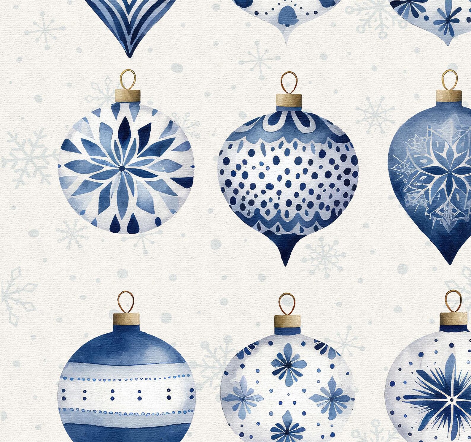 Printable Christmas Tree Baubles Navy Blue Poster | Festive Ornaments ...