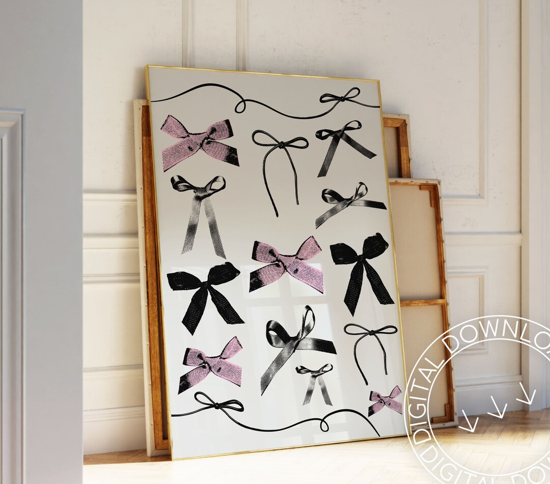 Printable Pink and Black Bows Poster | Lucky Girl Decor | Dorm or ...
